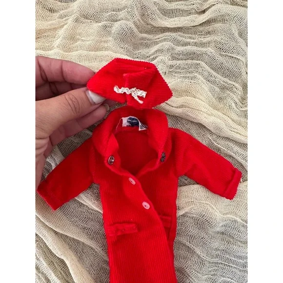 Toys | Red Corduroy Vintage Clone Barbie Coat And Hat British Crown ...